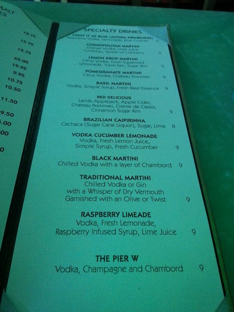 Menu at Pier W restaurant, Lakewood
