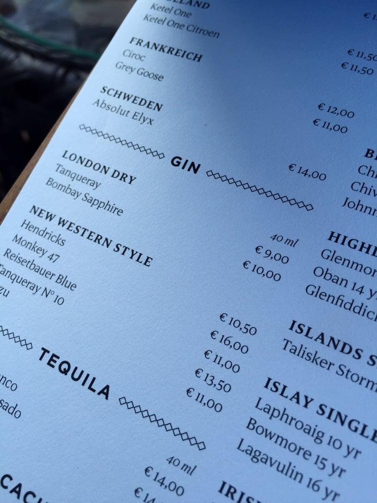 Menu at Atmosphere Rooftop Bar, Vienna
