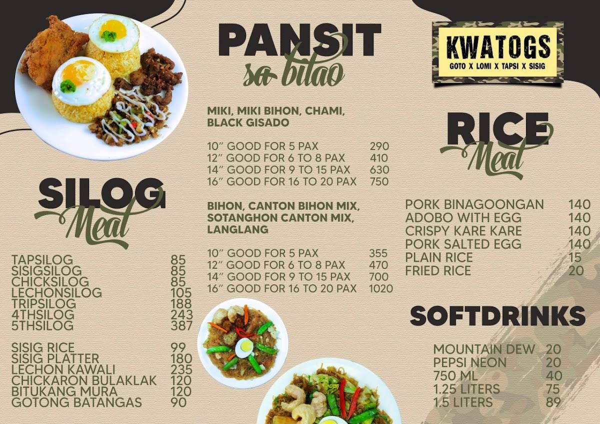 Carta del restaurante Kwatogs Lomi House Bridgepoint Sto. Tomas ...