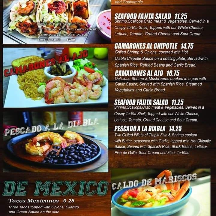Menu at La Cabana Mexican restaurant, Redfield