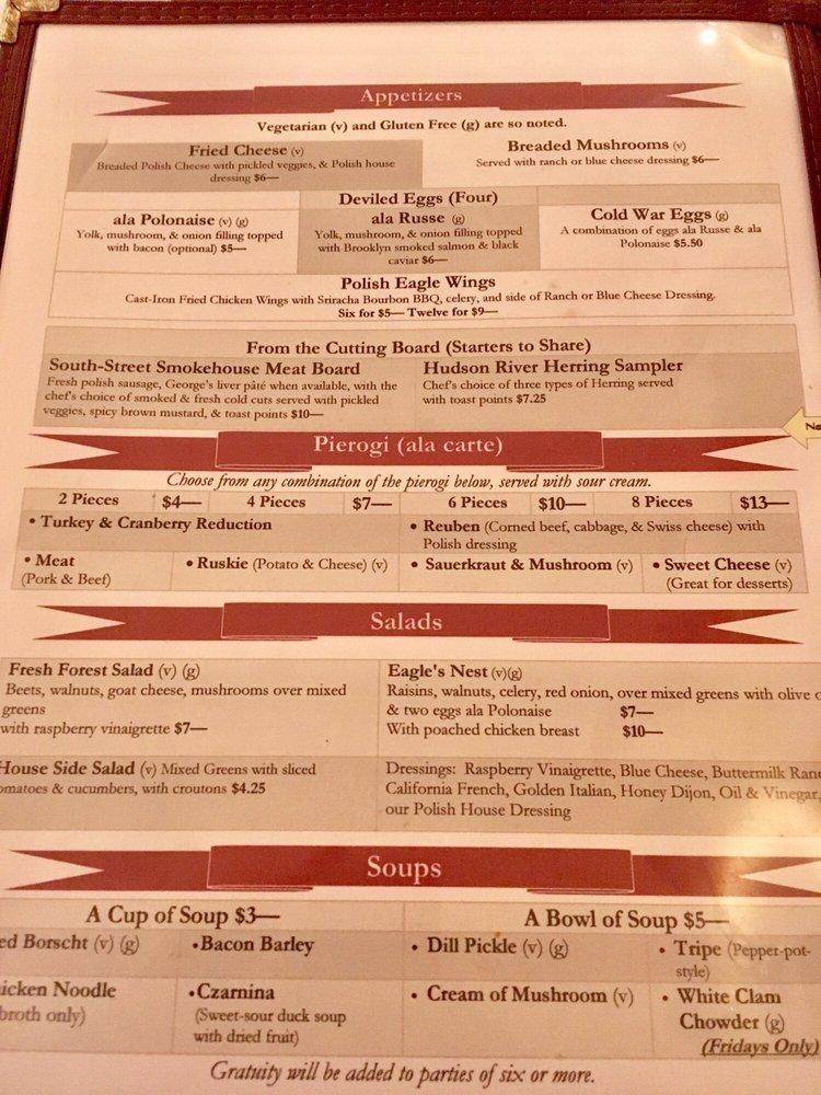 Menu at Polonez Restaurant, Saint Francis