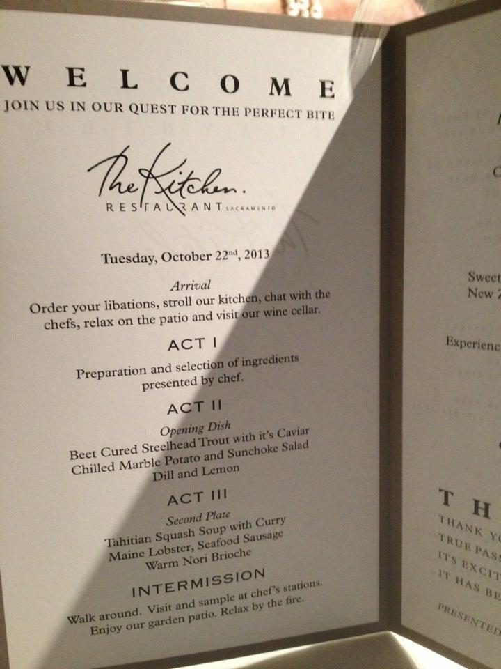Menu at The Kitchen Restaurant, Sacramento