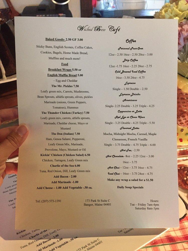 Menu at Wicked Brew Café & Coffee Shop cafe, Bangor
