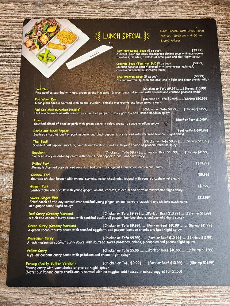 Menu at Café Equator Thai Cuisine restaurant, Metairie, Severn Ave