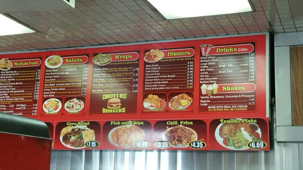 Menu at Christo's Best Burgers restaurant, Anaheim, Miraloma Ave