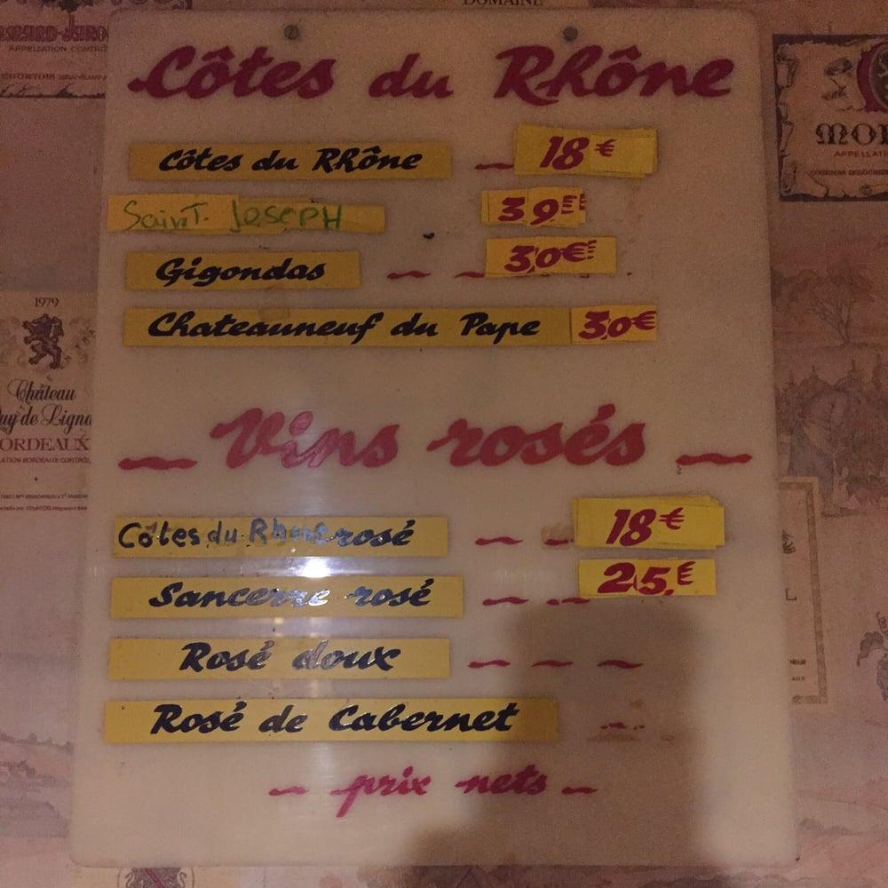 Menu at Le Rubis restaurant, Paris, 10 Rue du Marché Saint-Honoré
