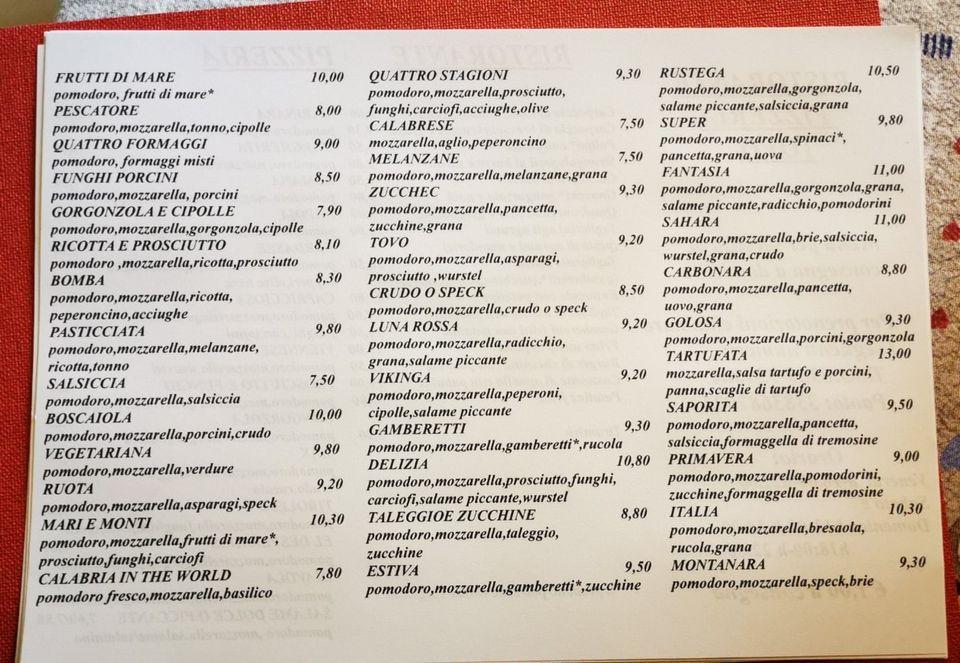 Speisekarte von Ristorante Pizzeria Tovo, Limone Sul Garda