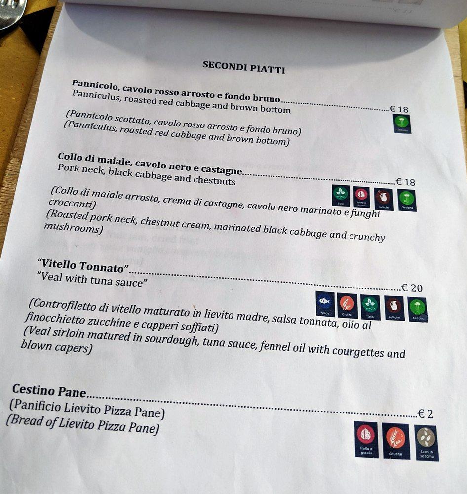 Menu at SantoPalato restaurant, Rome