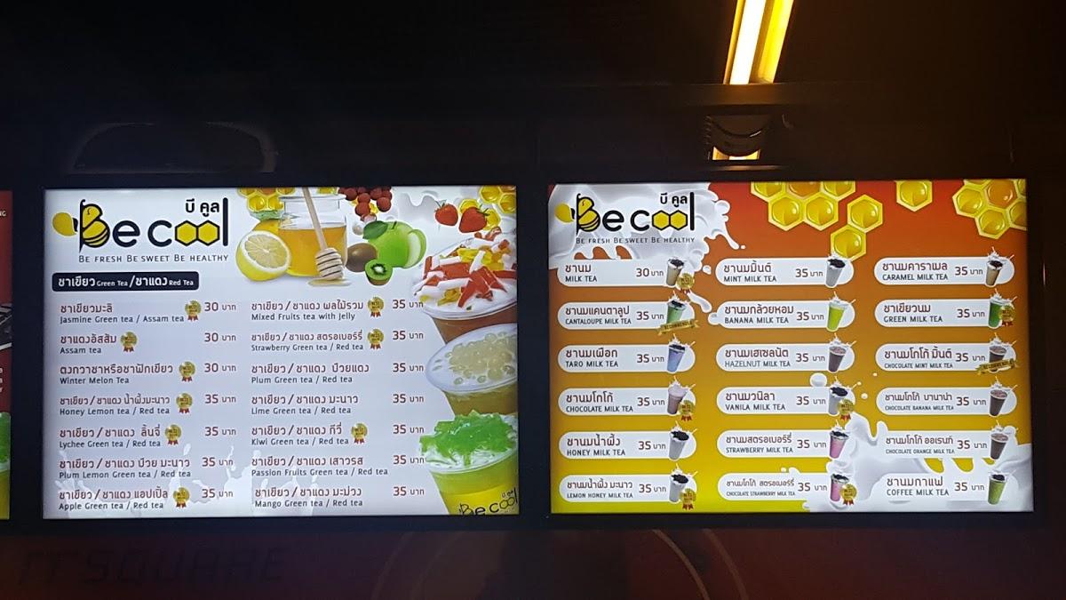 Menu at Be Cool desserts, Khlong Nueng