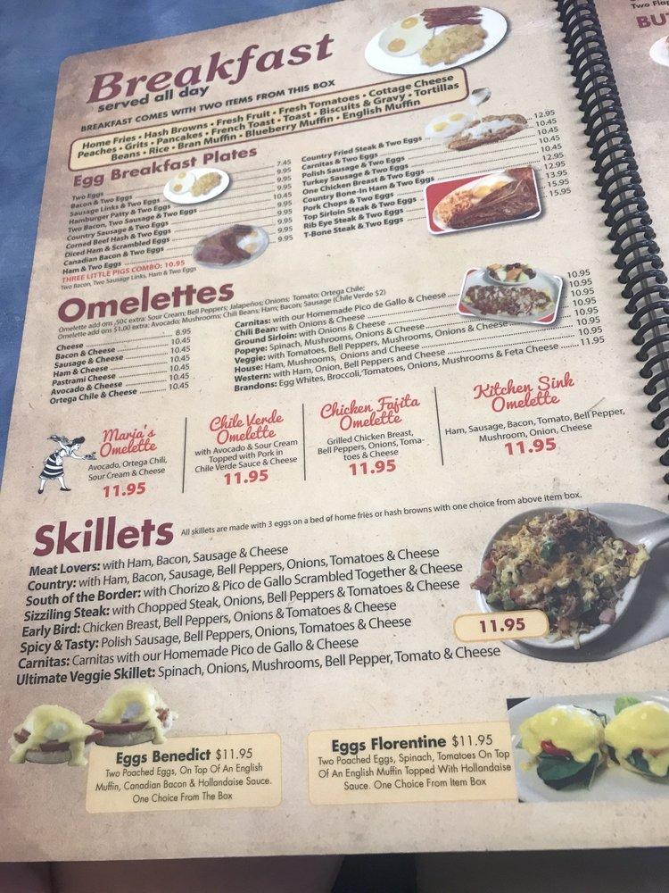 Menu at Brandon's Diner restaurant, Riverside, Indiana Ave