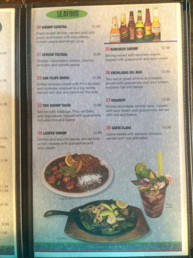 Menu at El Sarape Restaurant, Parker