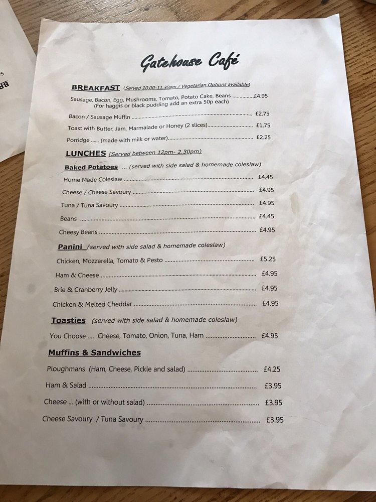 Menu at Gatehouse Cafe, Carlisle