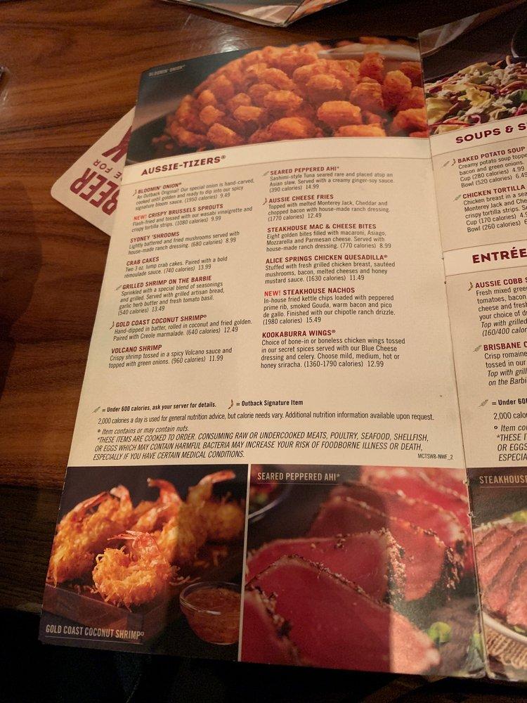 Menu at Outback Steakhouse, Las Vegas, 3785 S Las Vegas Blvd Unit 4100