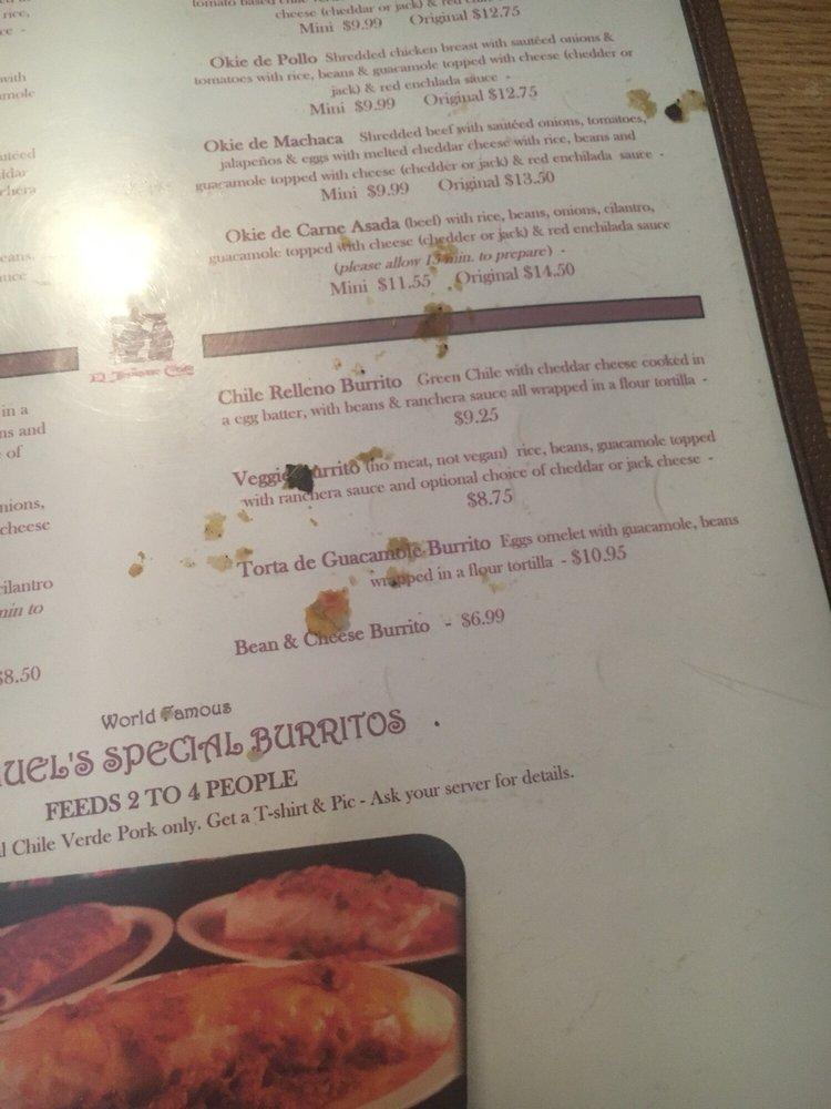 Menu at El Tepeyac Cafe, Los Angeles, 812 N Evergreen Ave