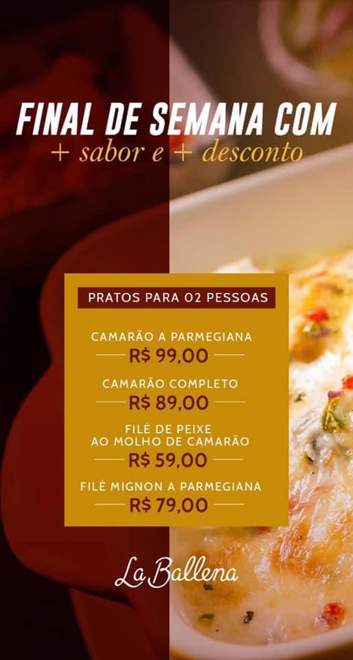 Menu at La Ballena restaurant, Laguna