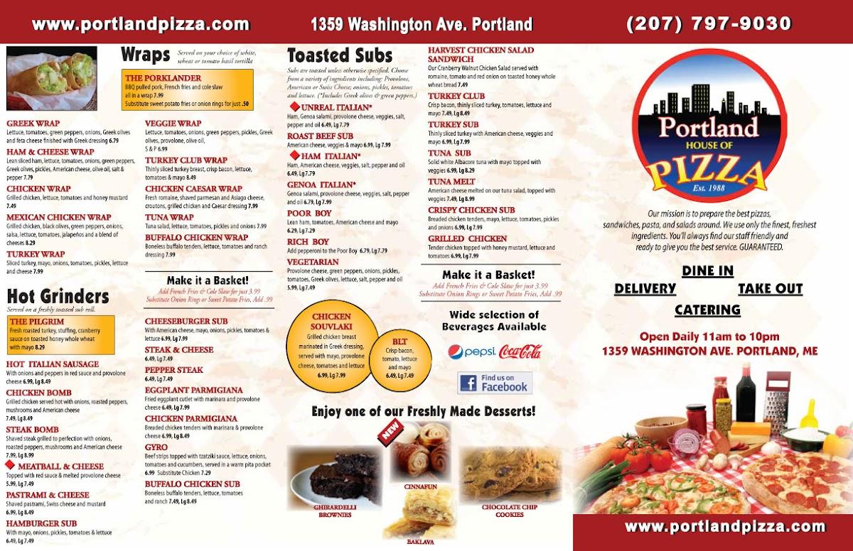 Menu at Portland House of Pizza pizzeria, Portland