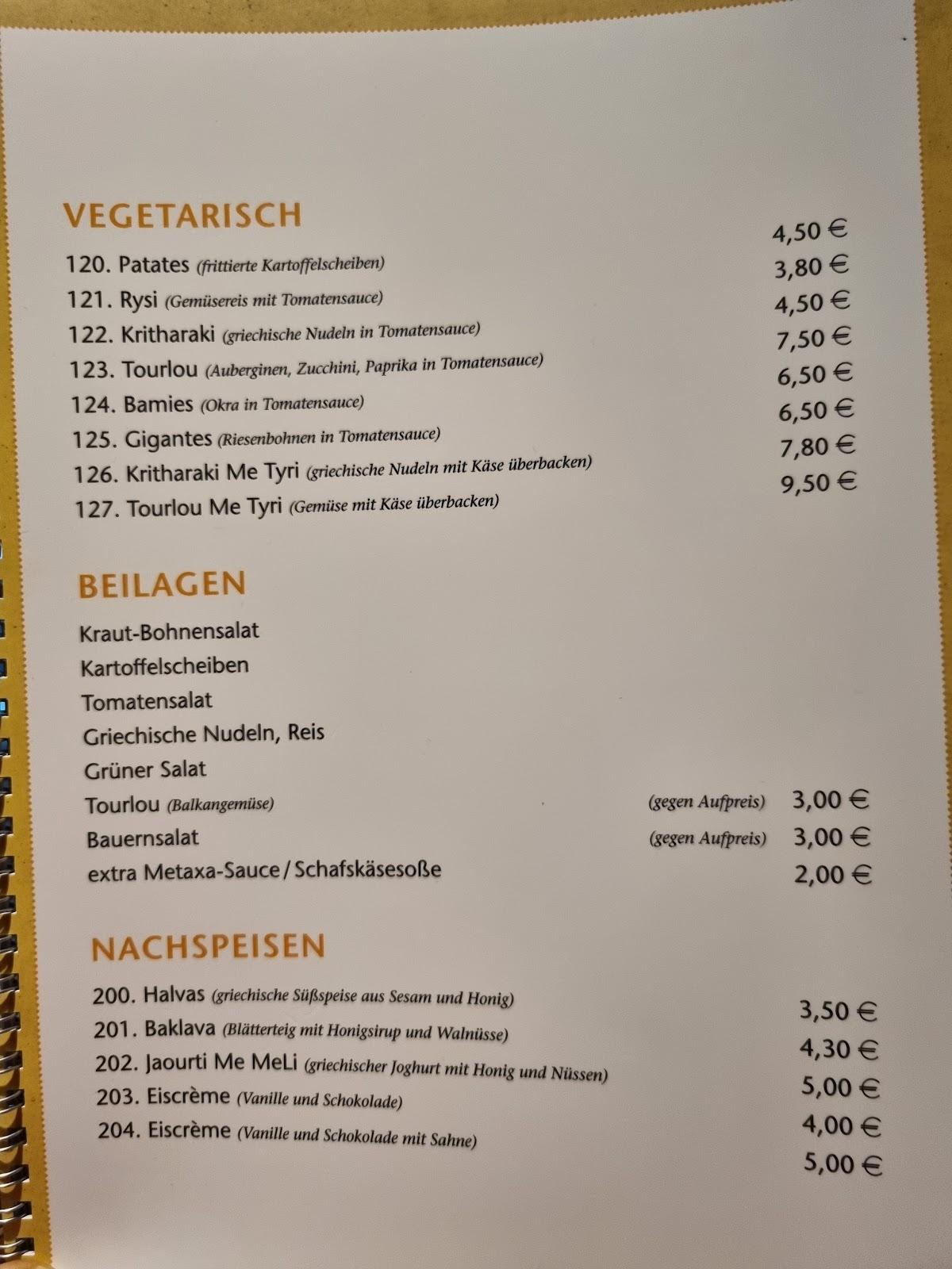 Speisekarte von Naxos restaurant, Mainz