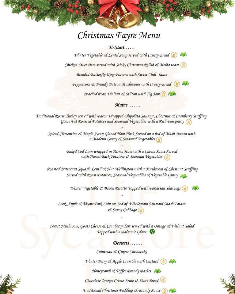 Menu at The Sycamore Inn pub & bar, Birch Vale