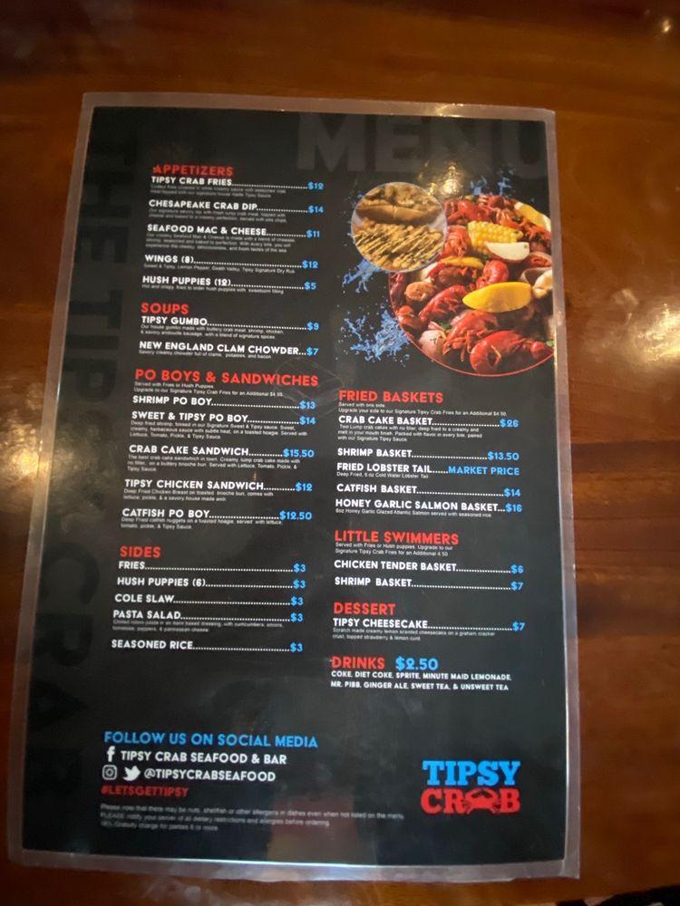 Menu at Tipsy Crab Seafood & Bar, Richmond