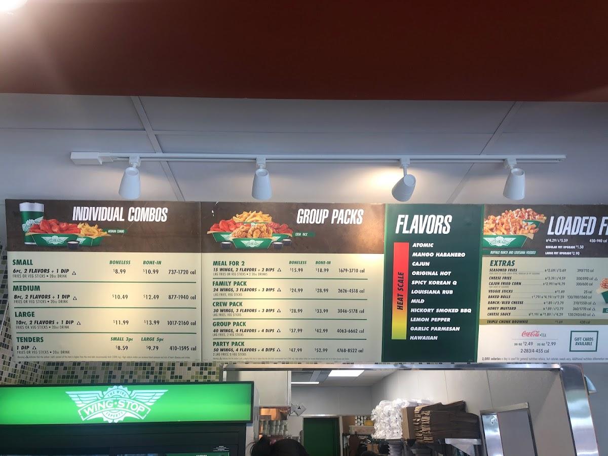 Menu at Wingstop restaurant, Mount Vernon