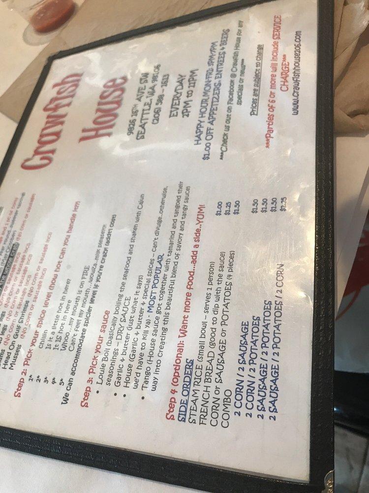 Menu at Crawfish House restaurant, Seattle