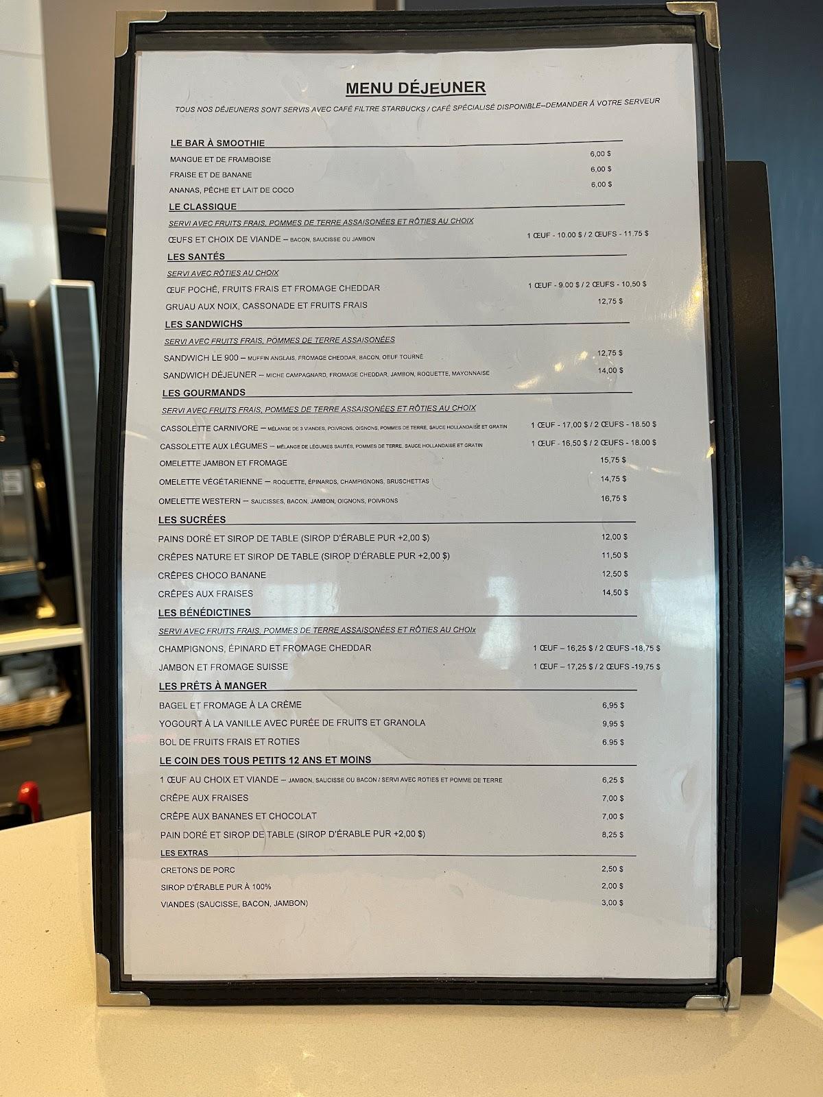 Menu au LE 900 RESTO-BAR / Courtyard by Marriott, Québec