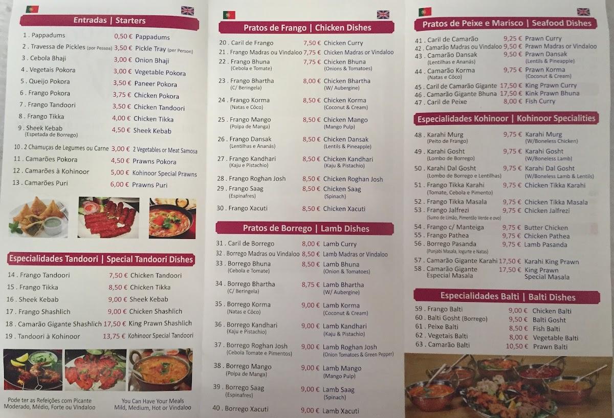 Menu at Restaurant Kohinoor, Lagos