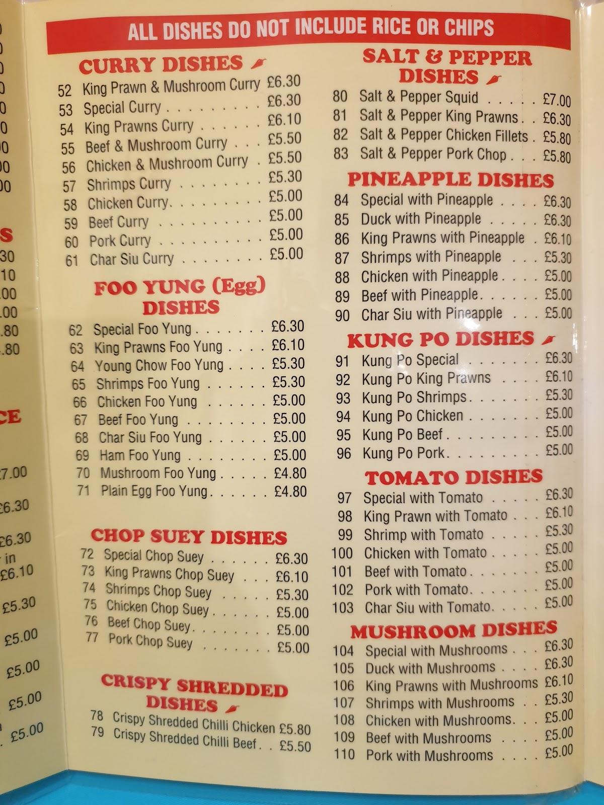 Menu at Silver Star Restaurant, Liverpool, 93 Liverpool Rd S