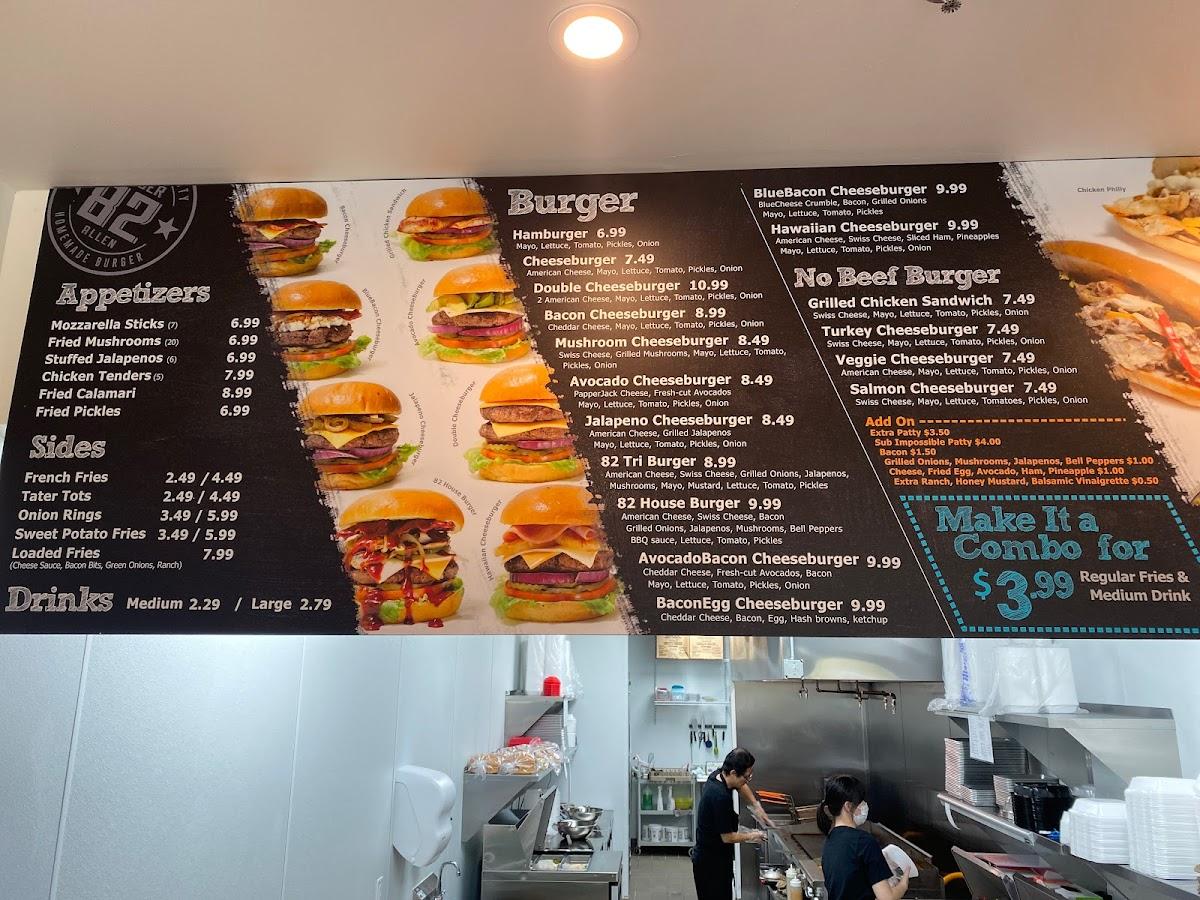 Menu at Burger 82 restaurant, Allen