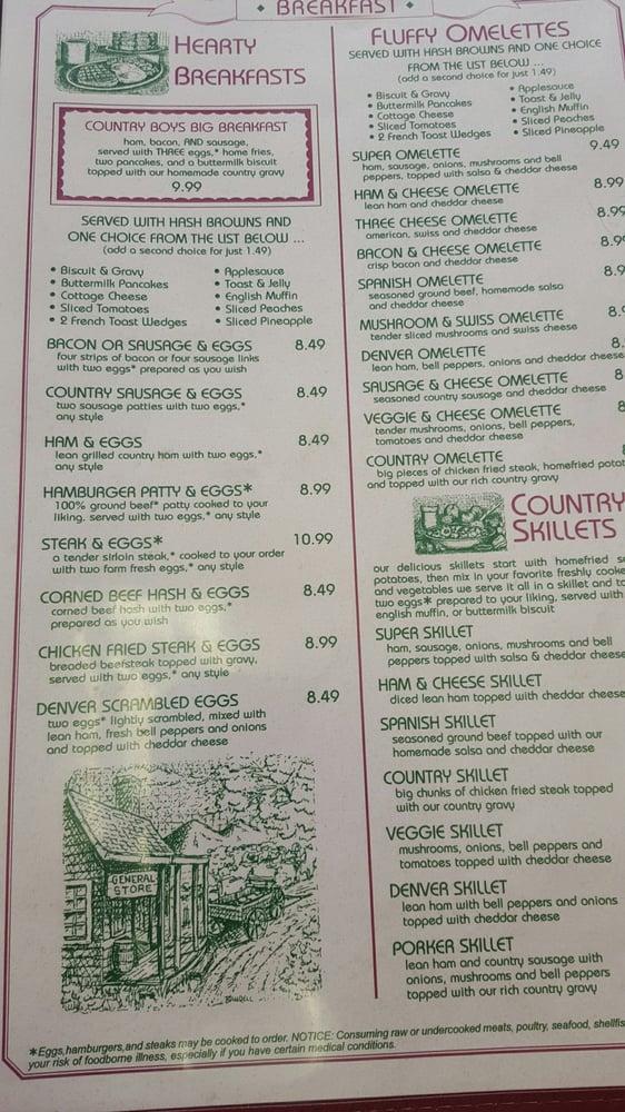 Menu at Country Boys Restaurant, Phoenix, E Greenway Rd
