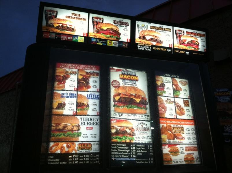 Menu at Hardee’s fast food, Norfolk, E Little Creek Rd