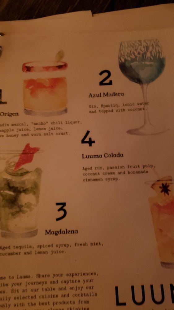Menu at LUUMA pub & bar, Holbox