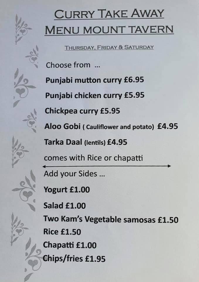 Menu at The Mount Tavern Public house & Restaurant, Wolverhampton