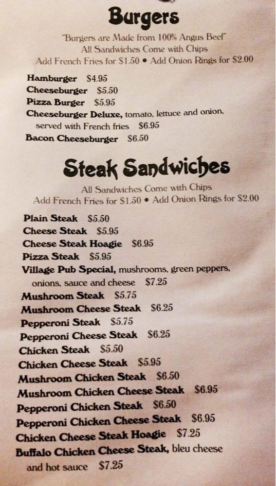 Menu at Village Pub & Package Goods, Tabernacle