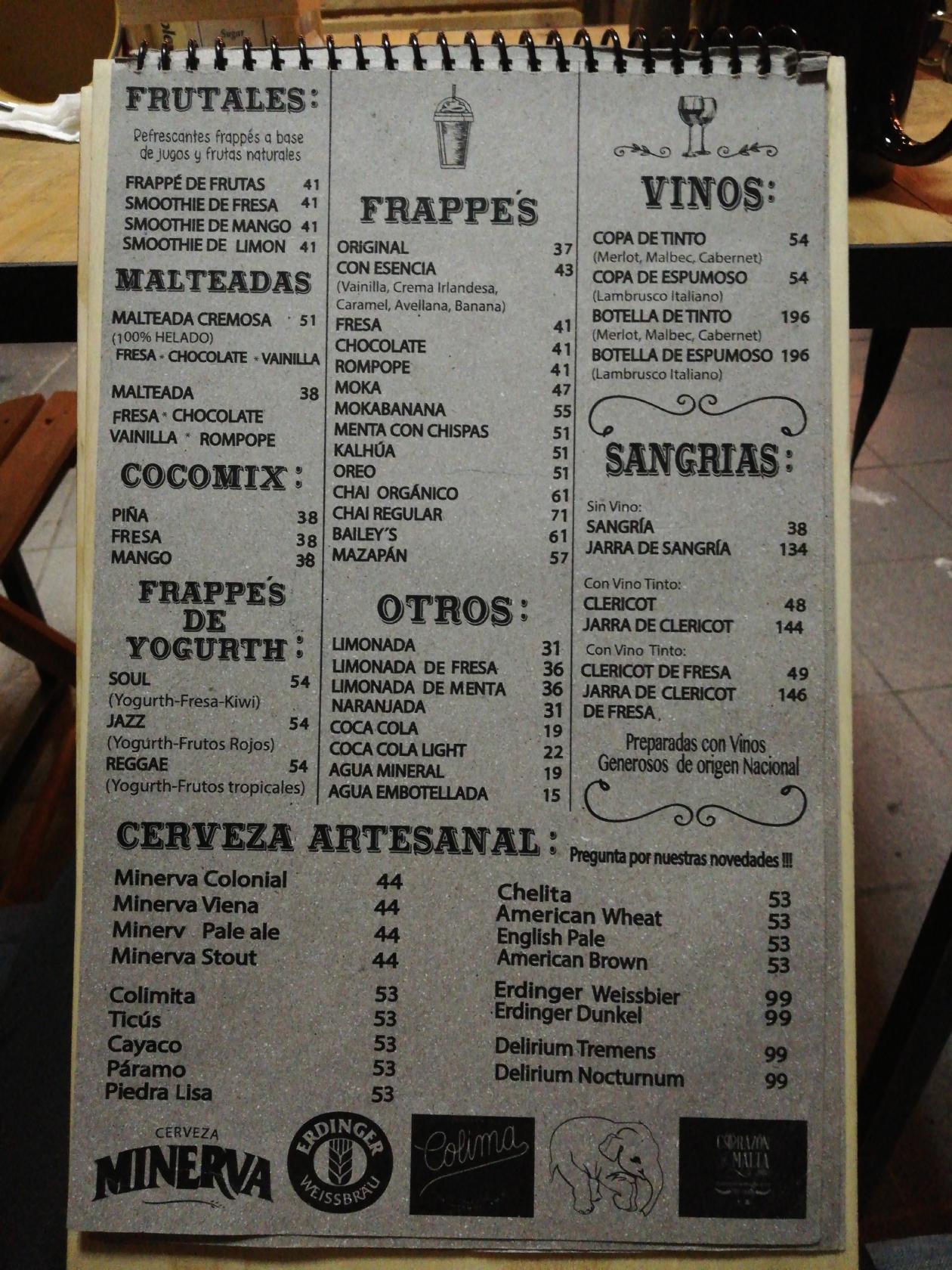 Carta de Ambar Café Bugambilias, Zapopan