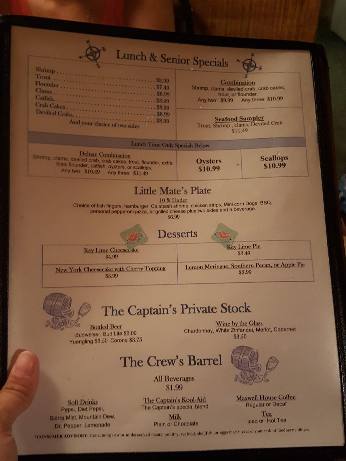 Menu at Friday's 1890 Seafood & BBQ, New Bern