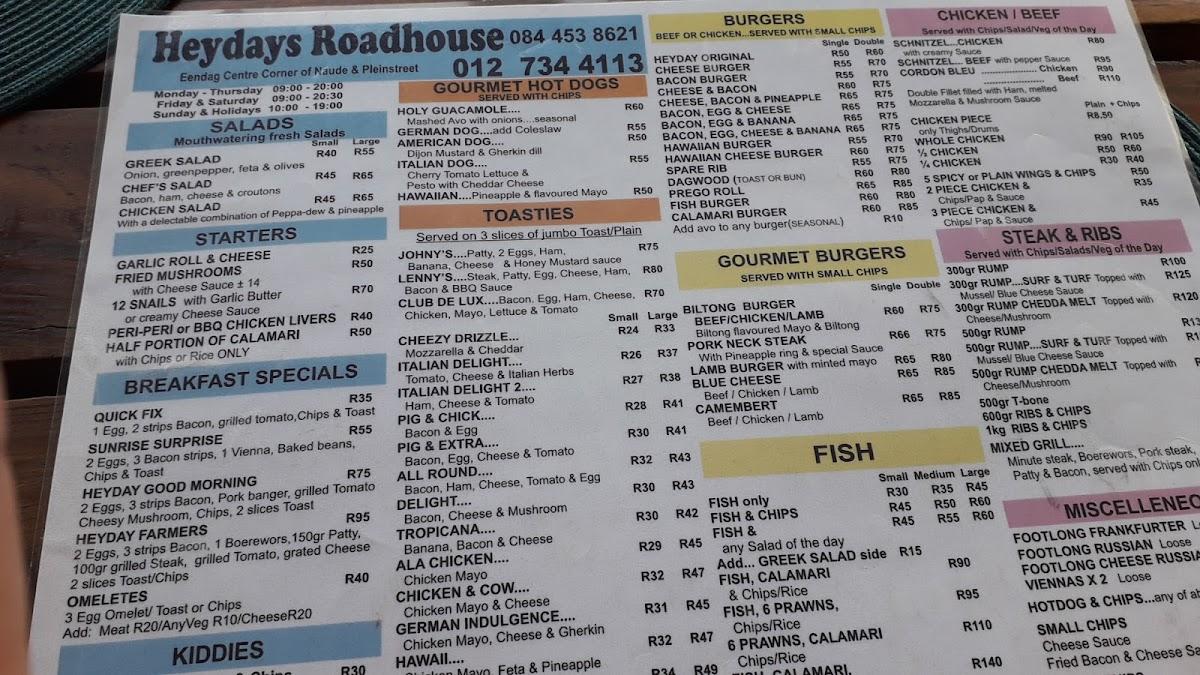 Menu at Heyday's Take Aways @ Rayton restaurant, Rayton