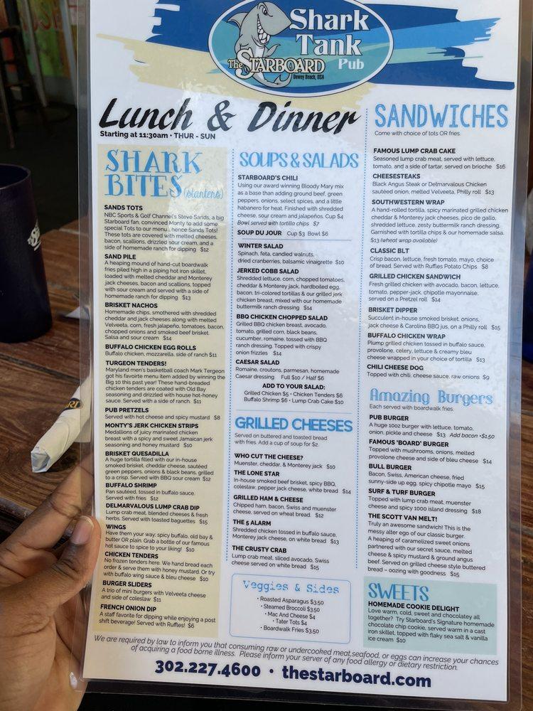 Menu at The Starboard pub & bar, Dewey Beach, DE-1