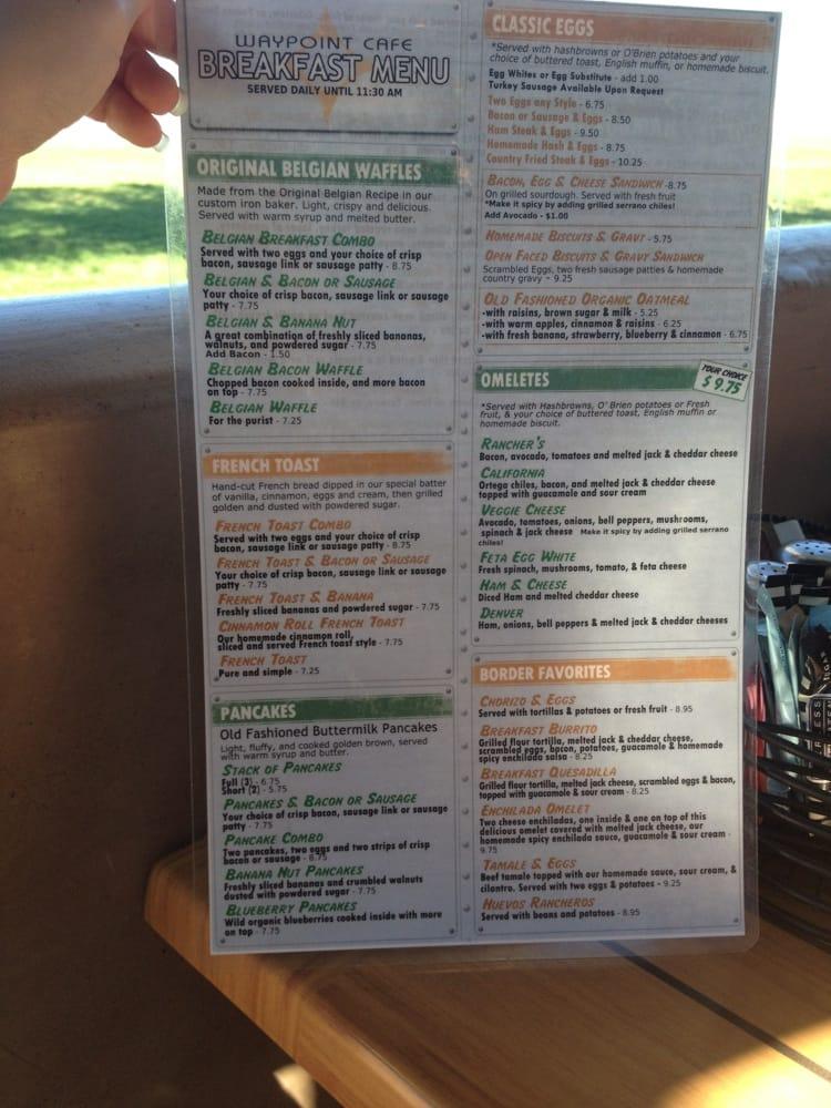 Menu at Waypoint Café Camarillo Airport cafe, Camarillo