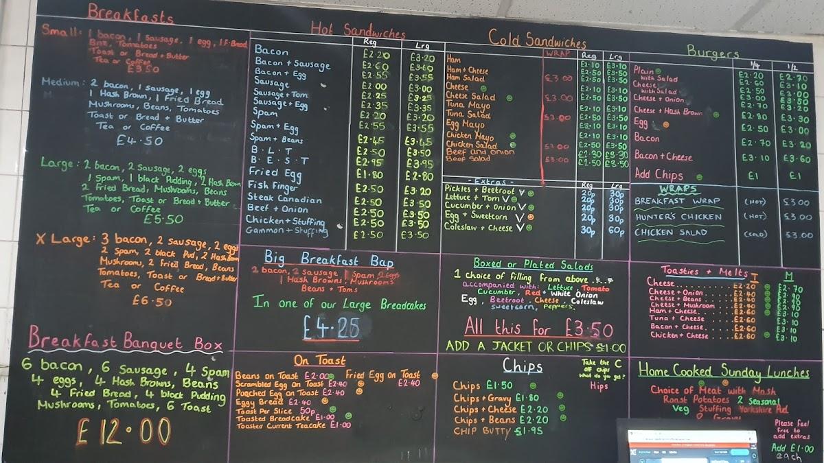 Menu at Deja vu diner cafe, Leeds