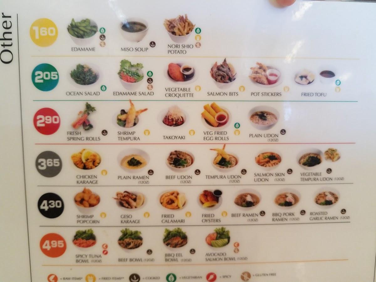 Menu at Genki Sushi restaurant, Renton