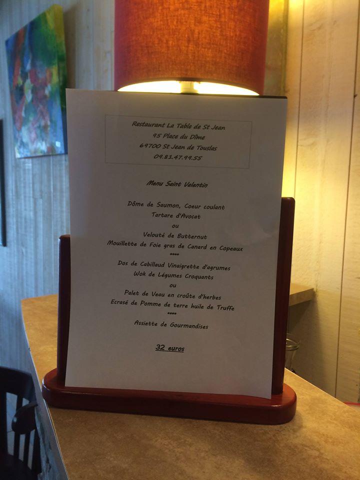 Menu au La table de Saint Jean restaurant, Saint-Jean-de-Touslas