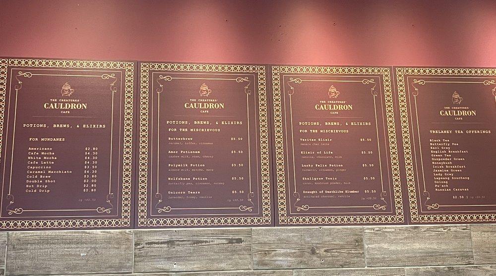Menu at The Creatures' Cauldron - Coffee & Tea Bar, Lexington, 128 N ...