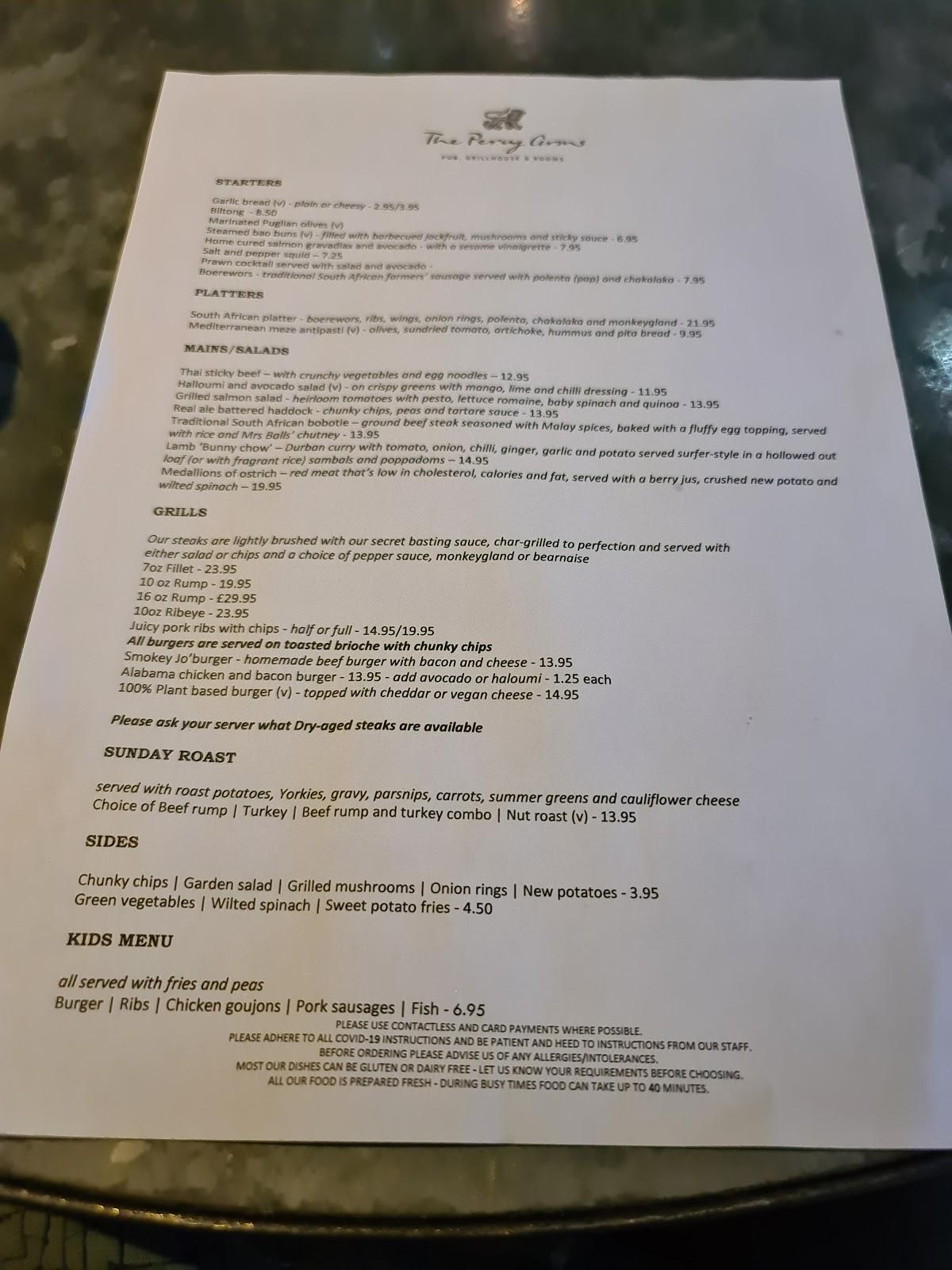 Menu at The Percy Arms pub & bar, Guildford