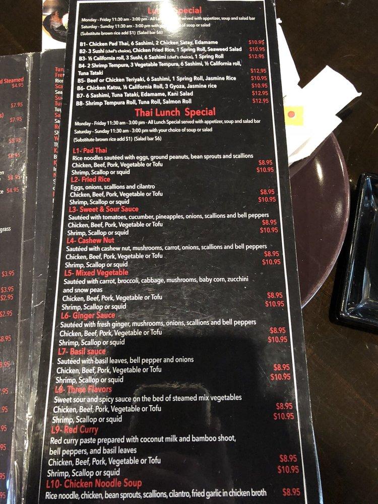 Menu at Zabb Thai & Sushi restaurant, Davie