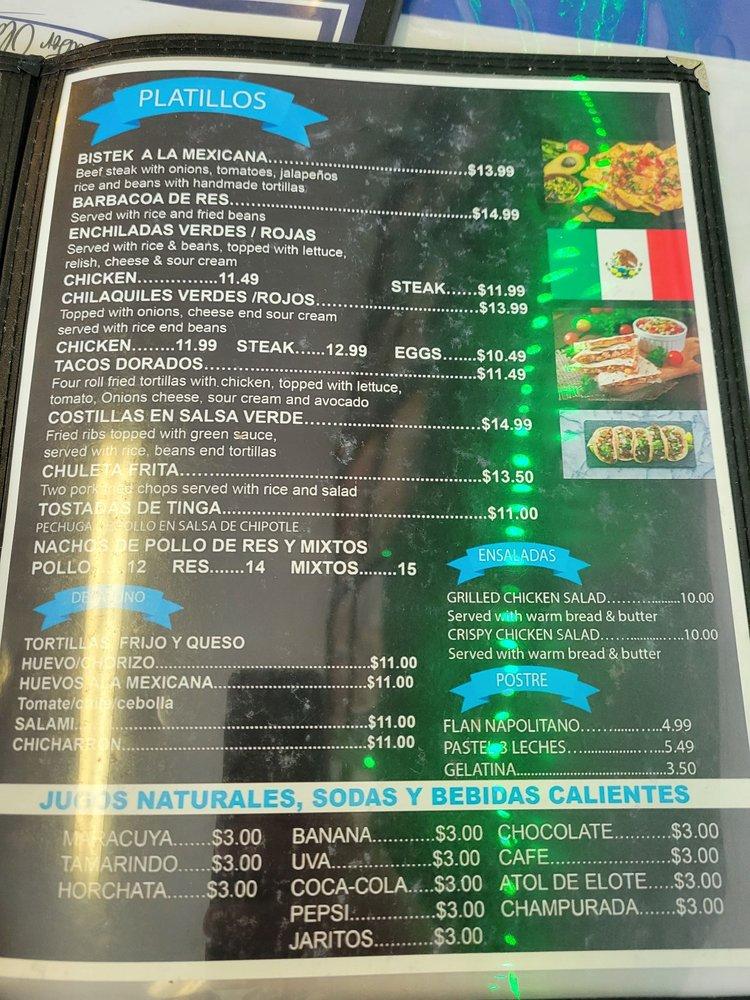 Carta de El Hondureño Restaurante, Atlantic City