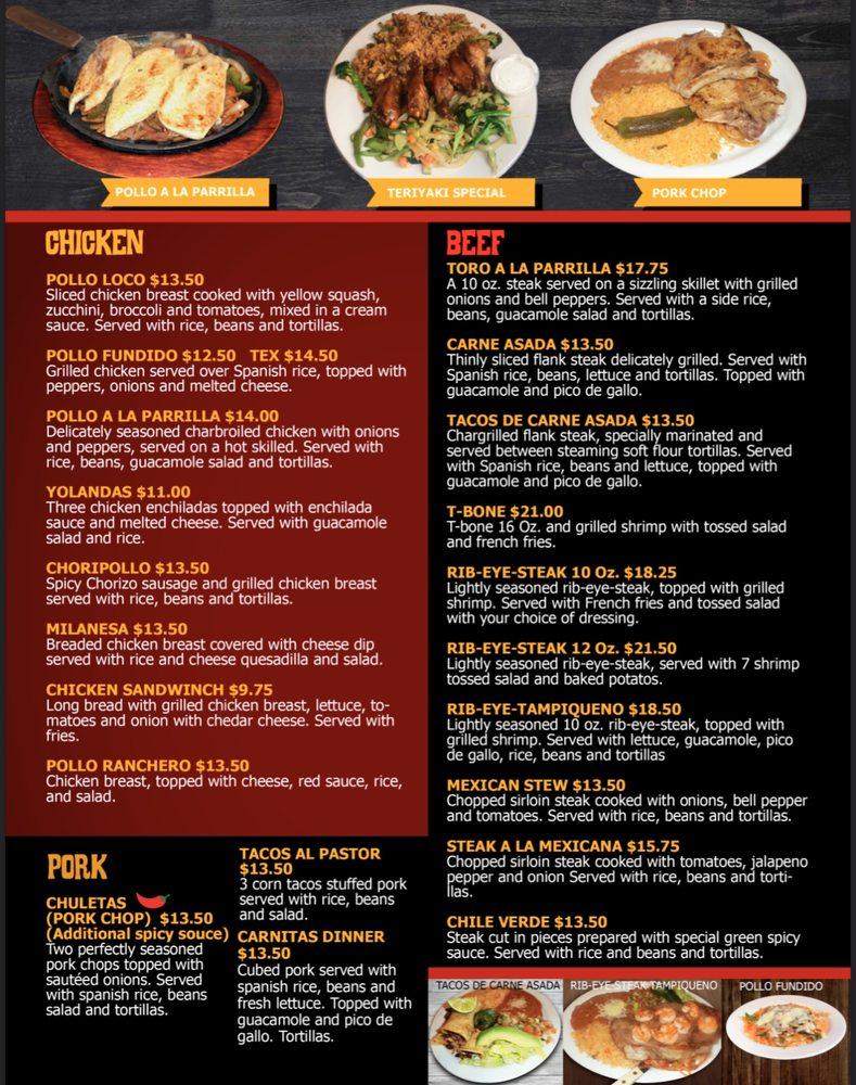 Menu at El Toro Bar & Grill, Orangeburg