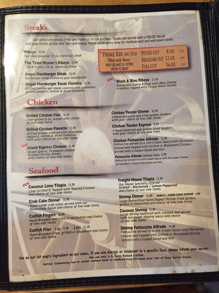 Menu at Freight House Restaurant, Hartselle