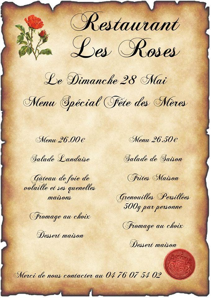 Menu at Restaurant Les Roses, Saint-Bueil