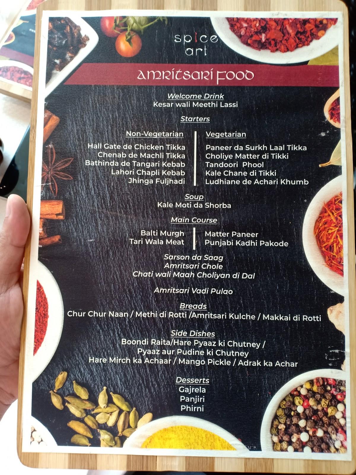 Menu at Spice Art, New Delhi, Crowne Plaza